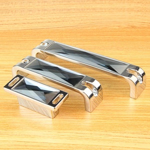 Silver Glass Crystal Dresser Knobs Pulls Drawer Pulls Handles Crystal Cabinet Door Handle Knob ...