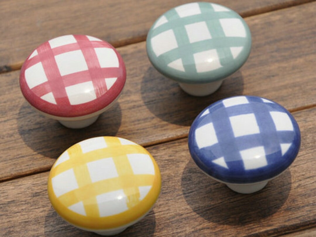 Knobs Gingham Dresser Knob Drawer Pulls Handles / Ceramic Knob - Etsy