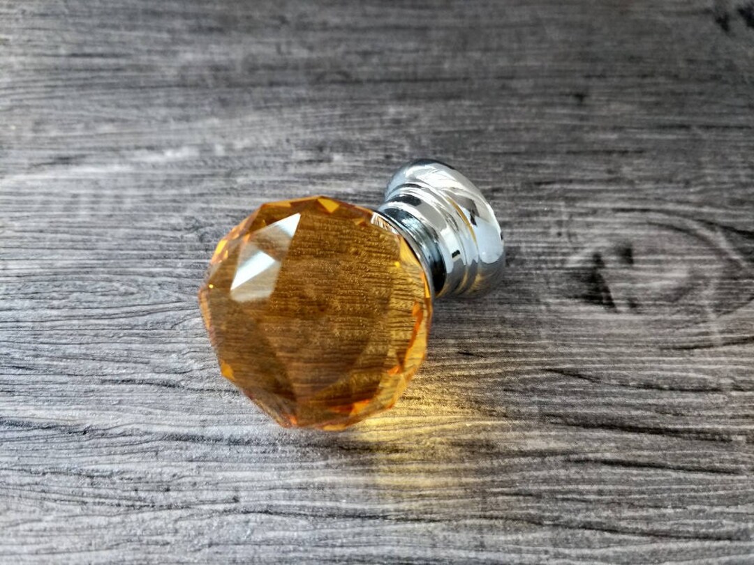 Amber Knobs Glass Knobs Crystal Knob Dresser Knob Drawer Knobs Pull Handles Silver Kitchen ...