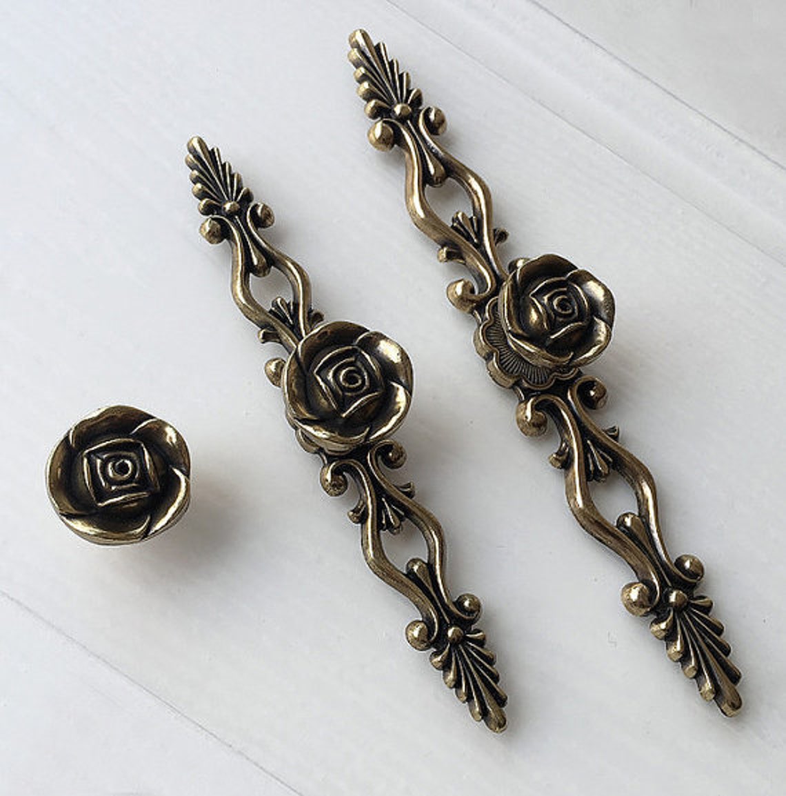 Rose Knob Handle Dresser Drawer Pulls Handles / Antique Bronze - Etsy