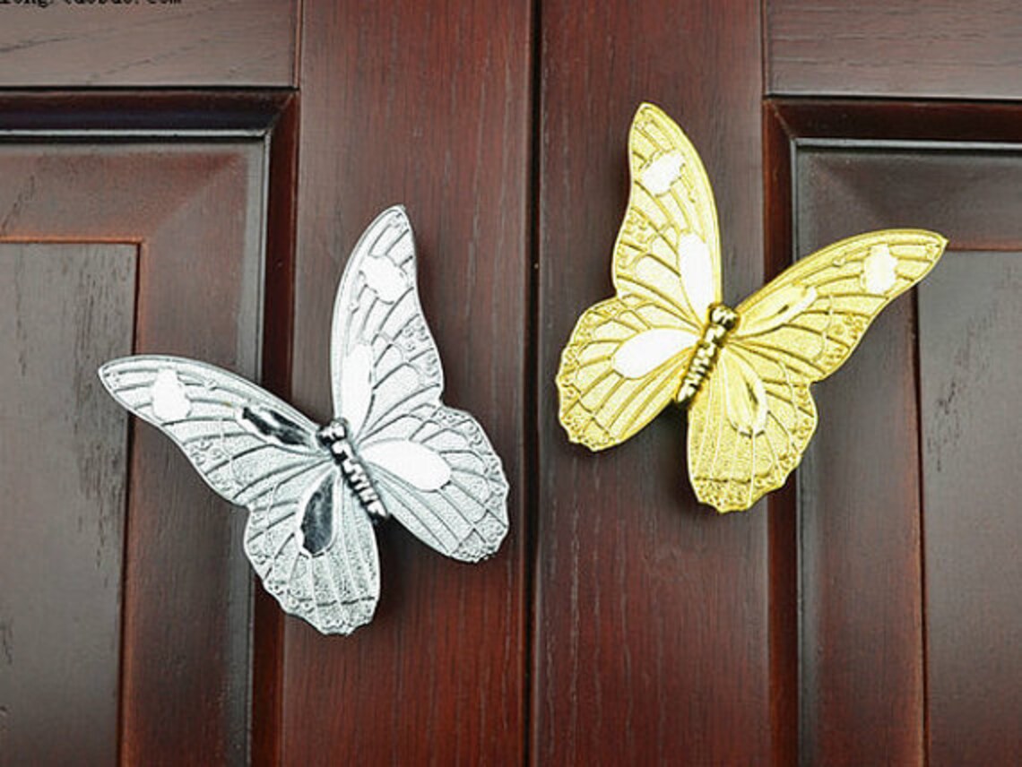 Butterfly Dresser Knobs Pulls Drawer Pull Handles / Kitchen - Etsy