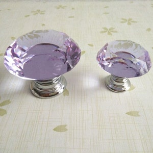 Purple Knob Knobs Glass Knobs Crystal Knob Dresser Knob Drawer Knobs ...