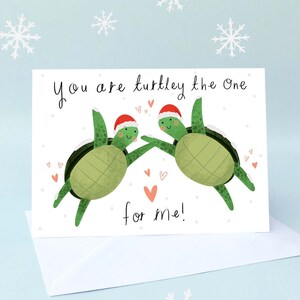 Funny Turtles in Love Xmas Card, Cute Turtle Pun Love Christmas Card ...