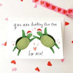 Funny Turtles in Love Xmas Card, Cute Turtle Pun Love Christmas Card ...