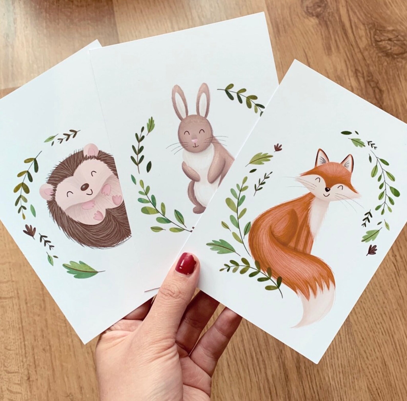 Woodland Animal Postcard Pack of 3 Cute Fox Bunny and - Etsy UK