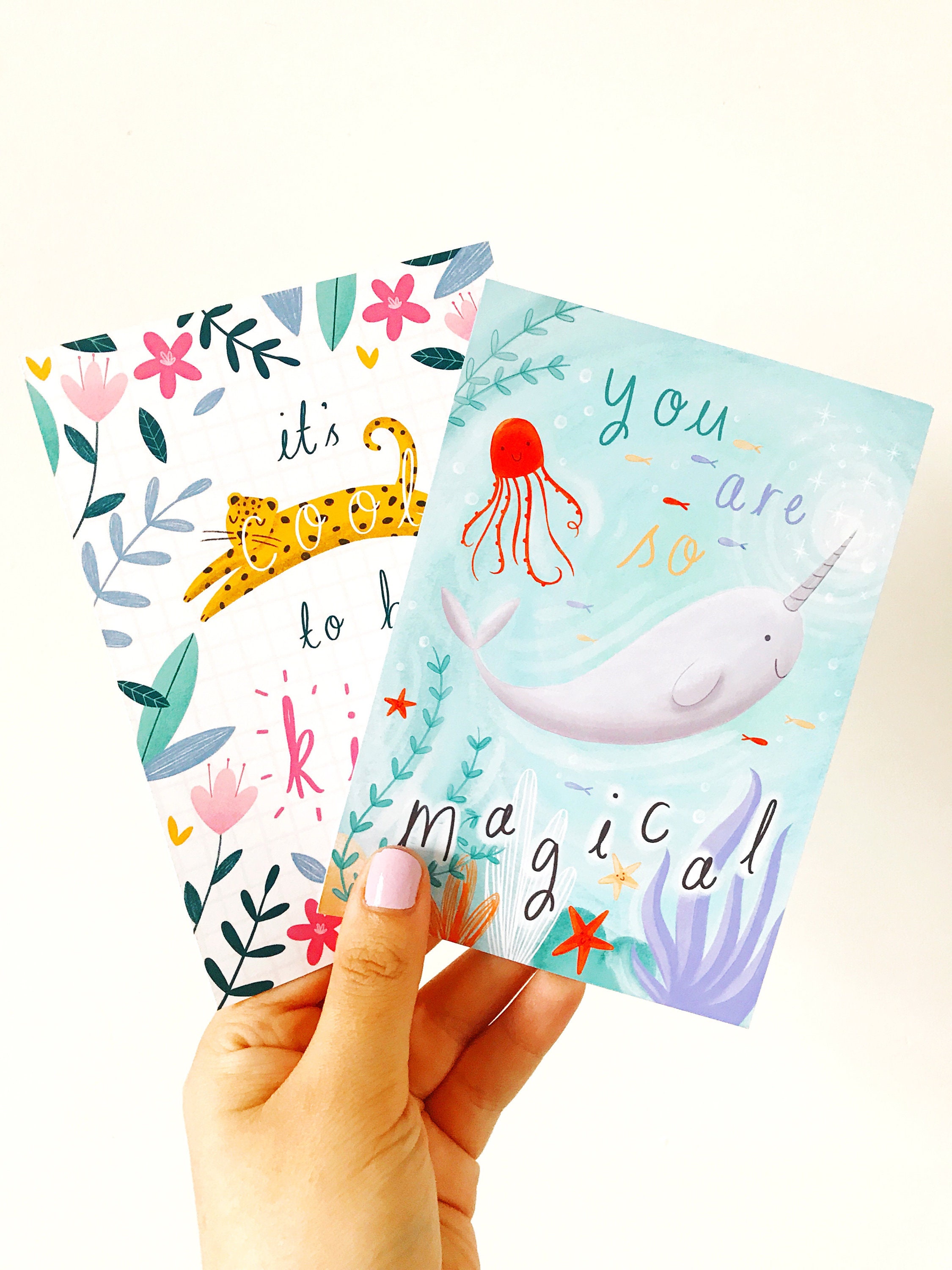 Positivity Prints Postcard Pack of 4 Cute Motivational | Etsy UK