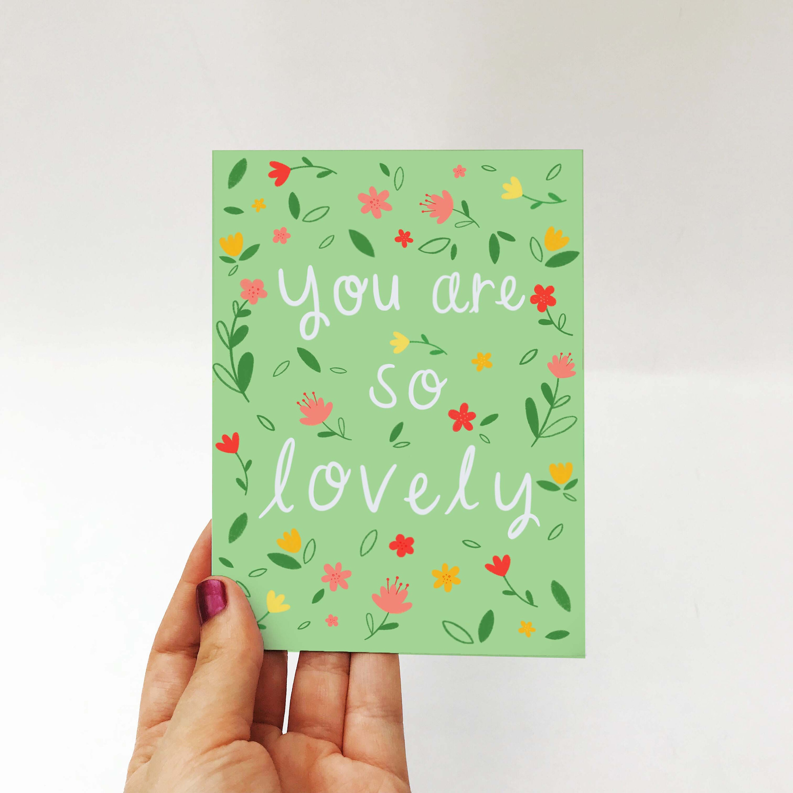 You Are So Lovely Floral Postcard Print Cute Positivity | Etsy