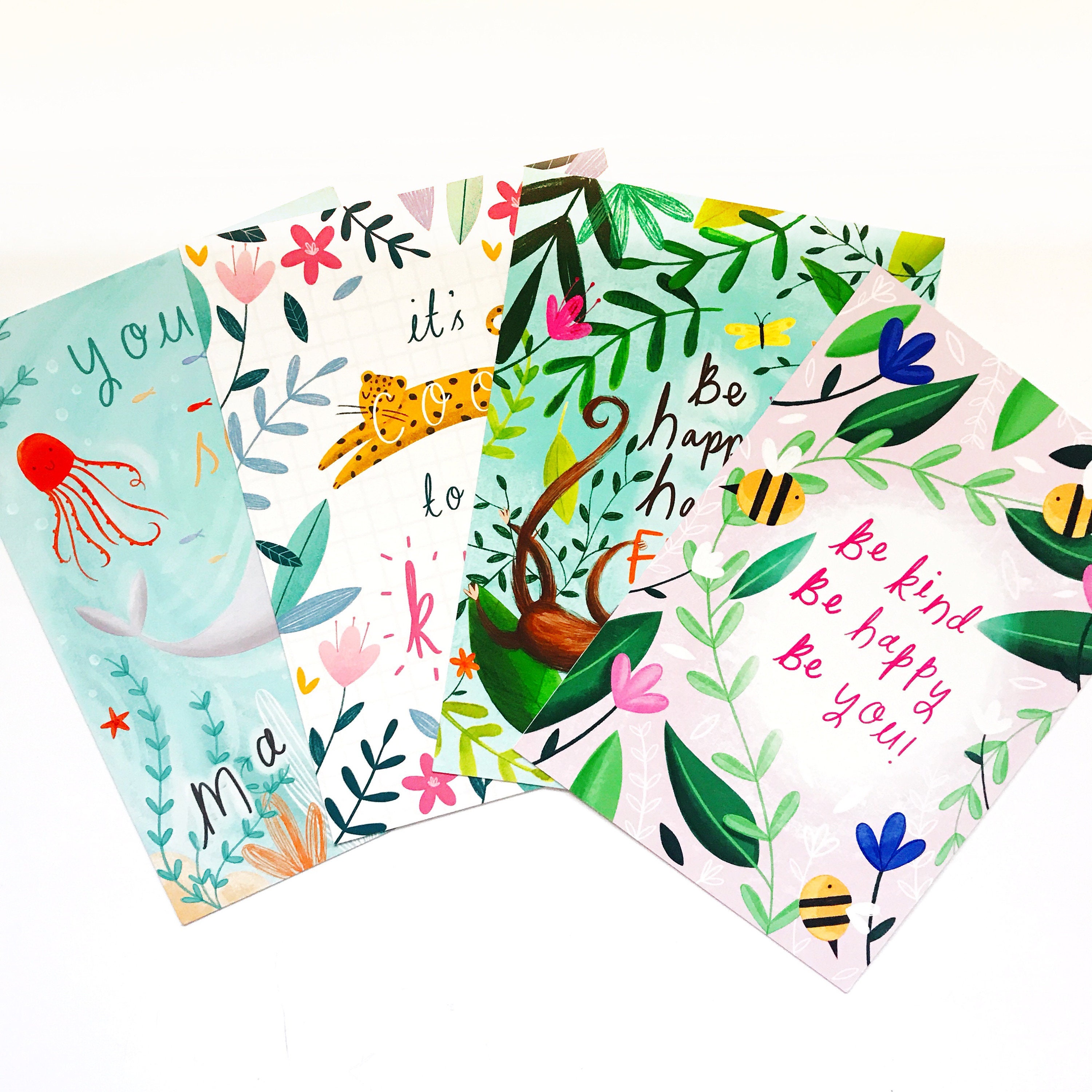 Positivity Prints Postcard Pack of 4 Cute Motivational | Etsy UK