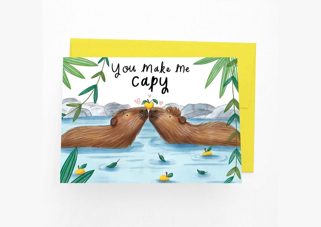 Cute Capybara Anniversary Card, You Make Me Capy Capybara Valentine's ...