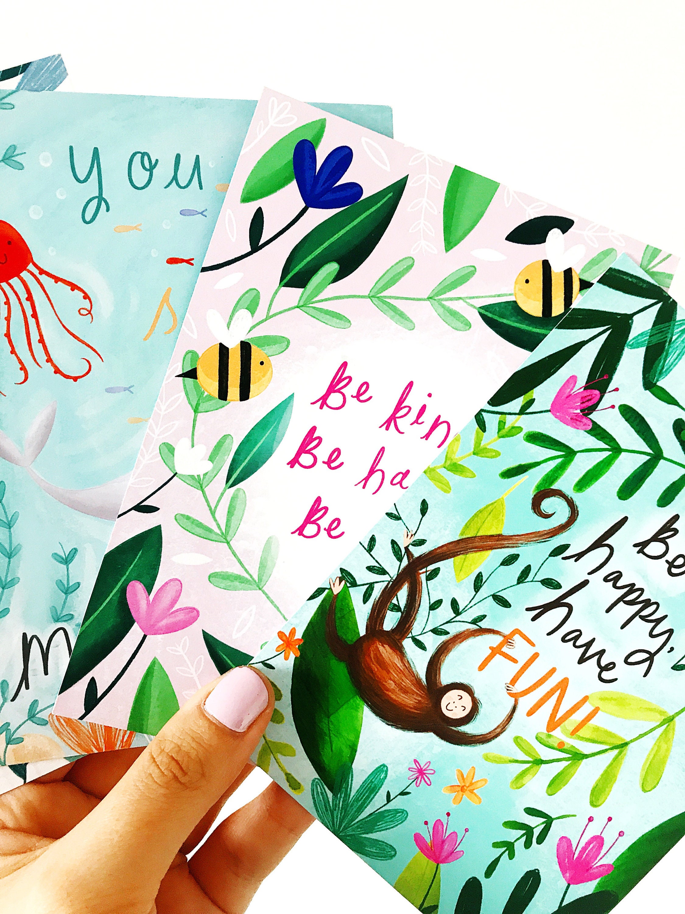 Positivity Prints Postcard Pack of 4 Cute Motivational | Etsy UK