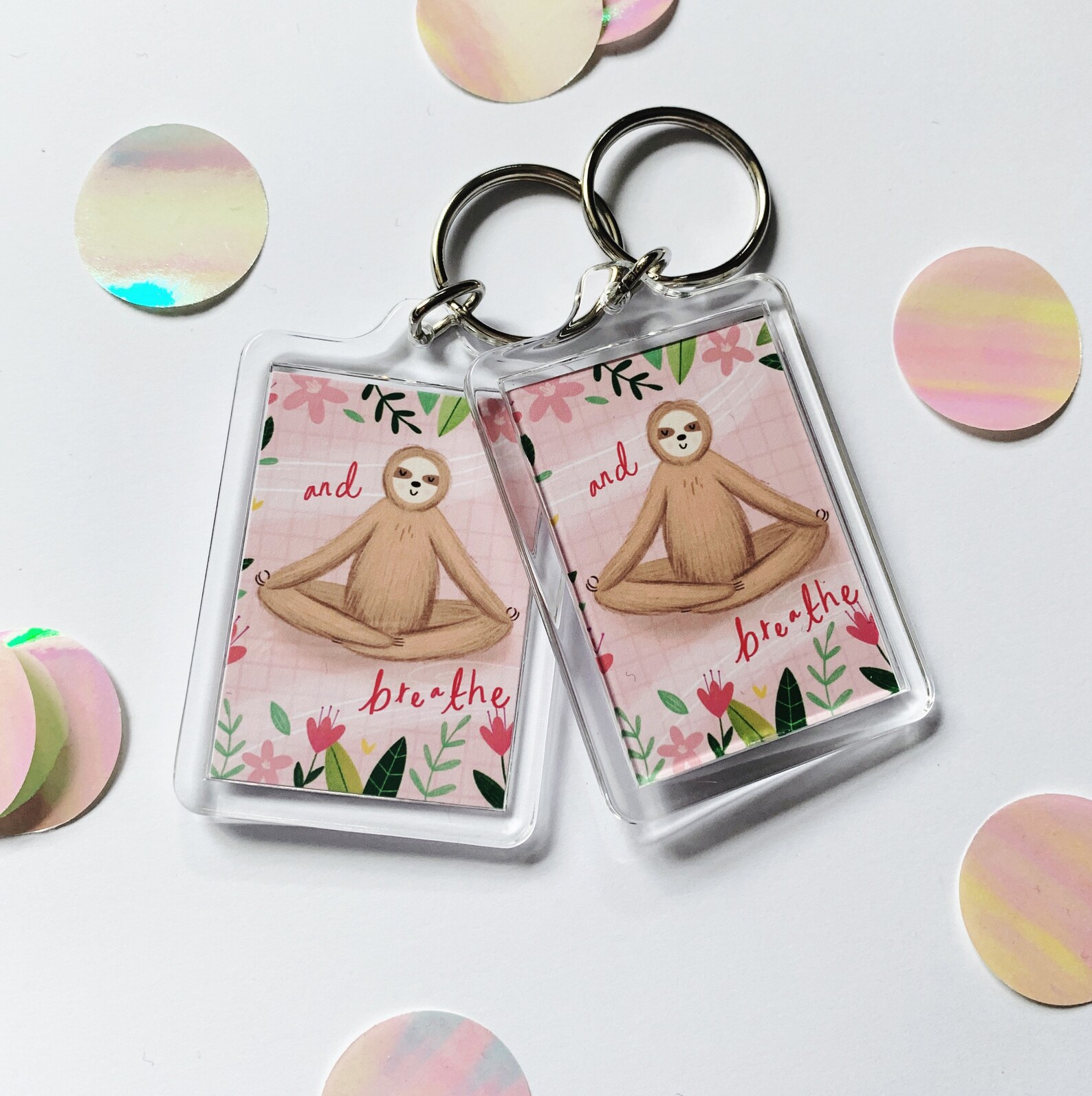 Sloth Doing Yoga Keyring Cute Sloth Illustrated Keychain - Etsy UK