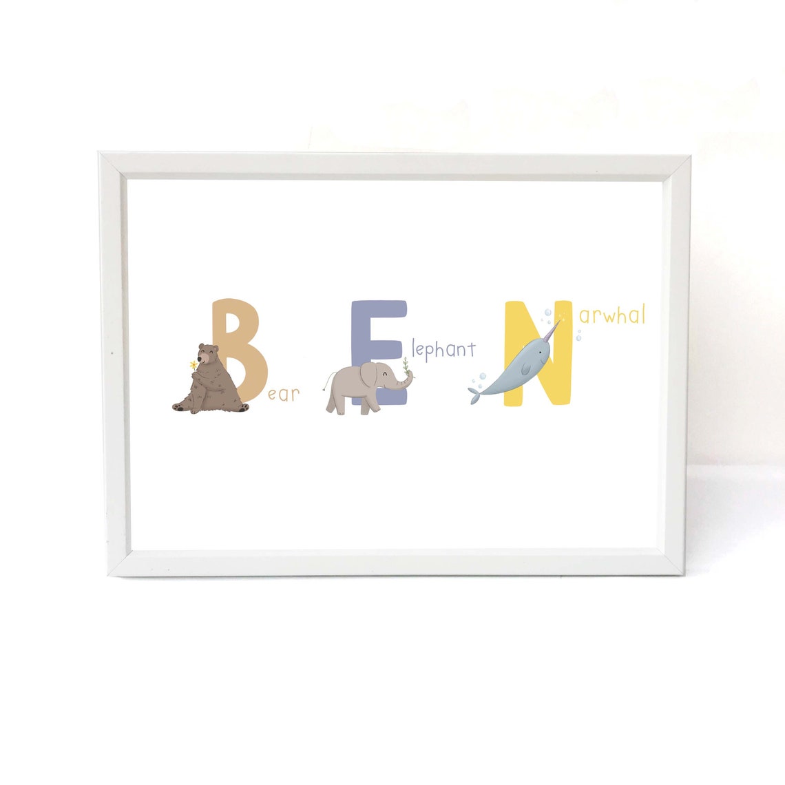 Personalised Animal Name Baby Print Custom Kids Name Art | Etsy