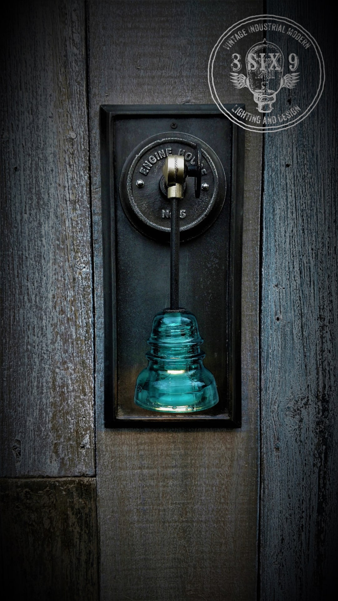 Industrial Telegraph Glass Insulator Engine House No.5 Wall Sconce ...