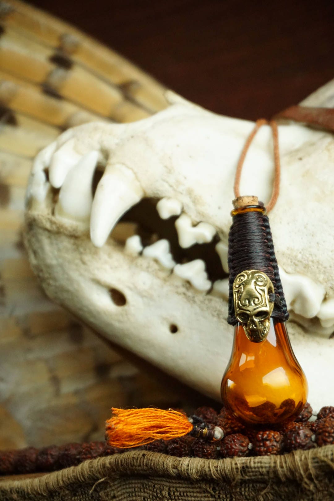 Viking Norse Celtic Vial and Skull ......poison Potion Bottle Necklace ...