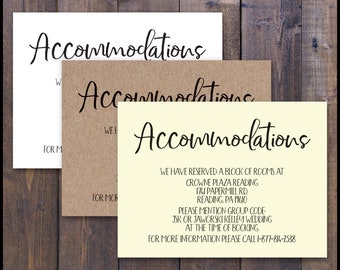 PRINTED Accommodation Card Information Additional Country | Etsy