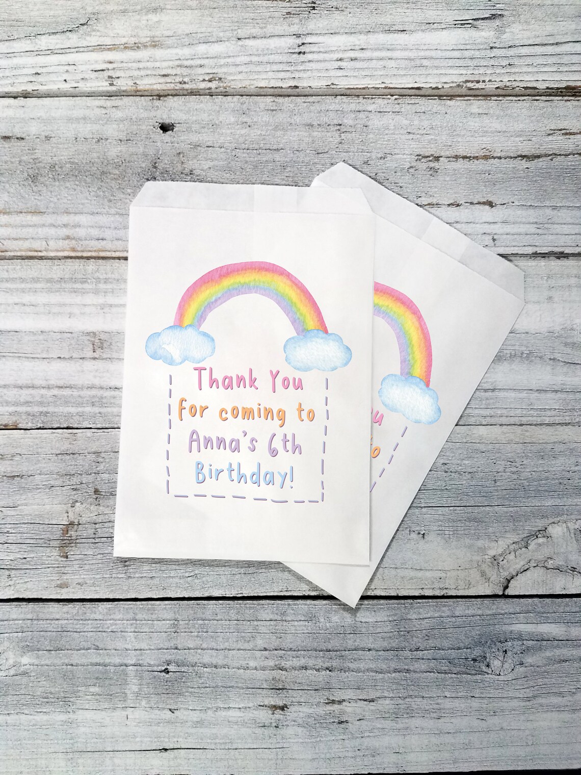 Rainbow Birthday Treat Bags Thank You Favors Rainbow Pastel - Etsy