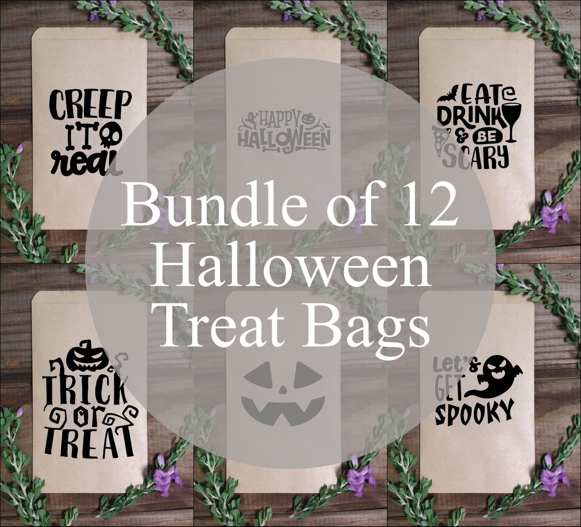 BUNDLE of Halloween Trick or Treat Party Favor Treat Bags, Contactless ...