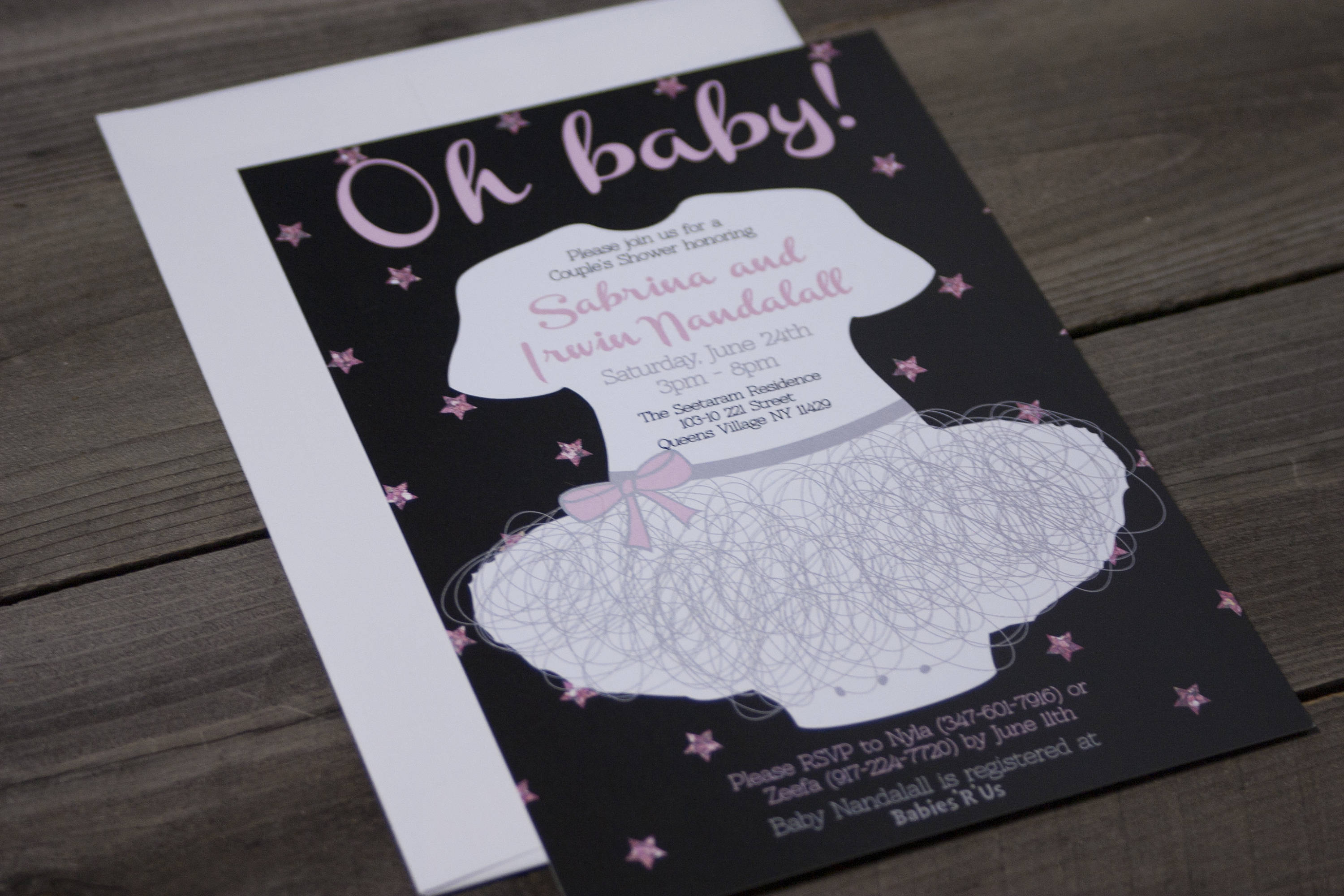 PRINTED Cute Baby Shower Invitation & RSVP Envelope Baby Girl - Etsy
