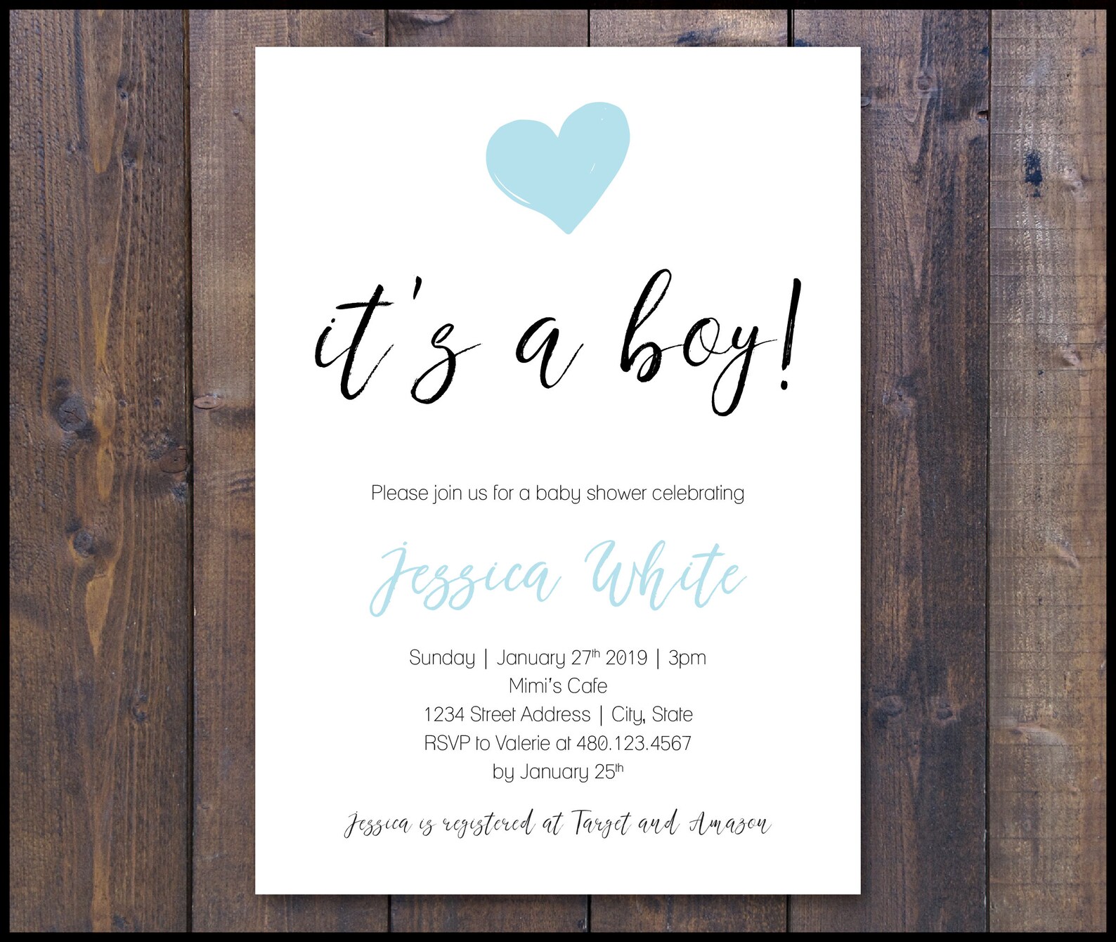 Printed Chic Baby Shower Invitation & Envelope Baby Boy | Etsy