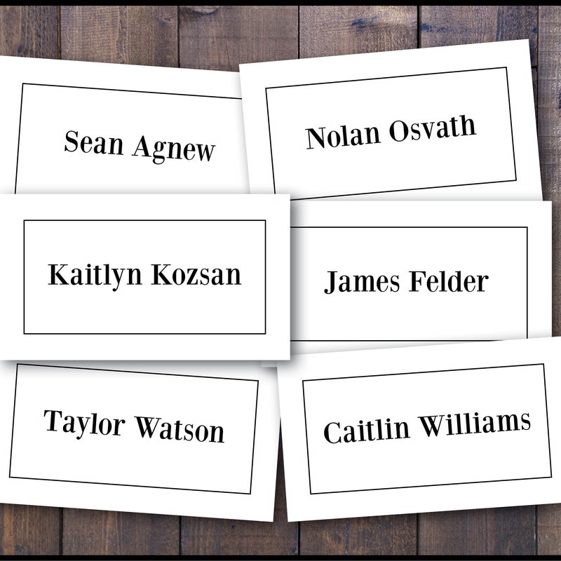 Table Seating Name Cards - Etsy