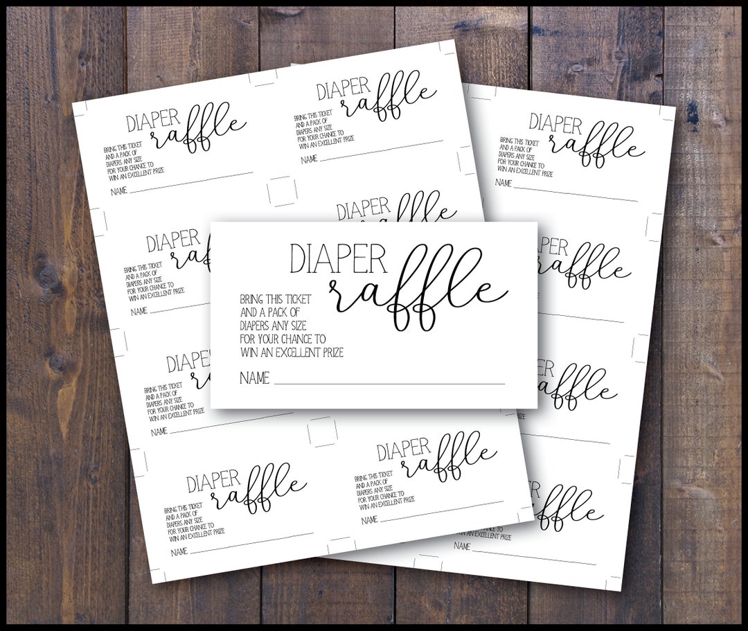 Digital File Diaper Raffle Cards, Diaper Raffle Baby Shower Raffle ...