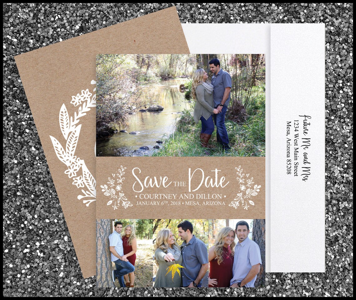 SAMPLE Country Rustic Wedding Save-the-date W/envelope Kraft - Etsy