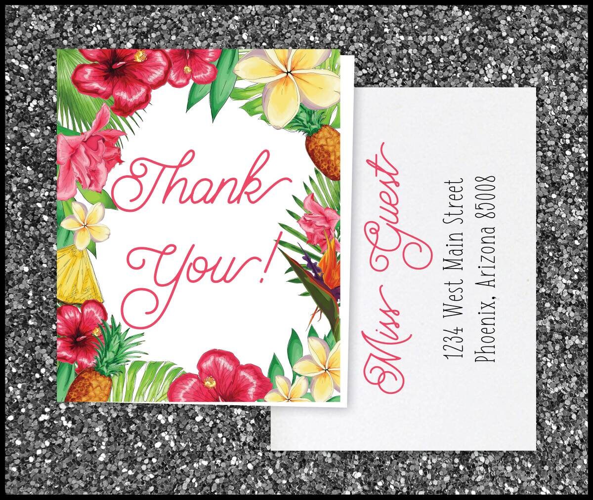 PRINTED Folded Tropical Thank You Card w/ Envelopes Oversize | Etsy