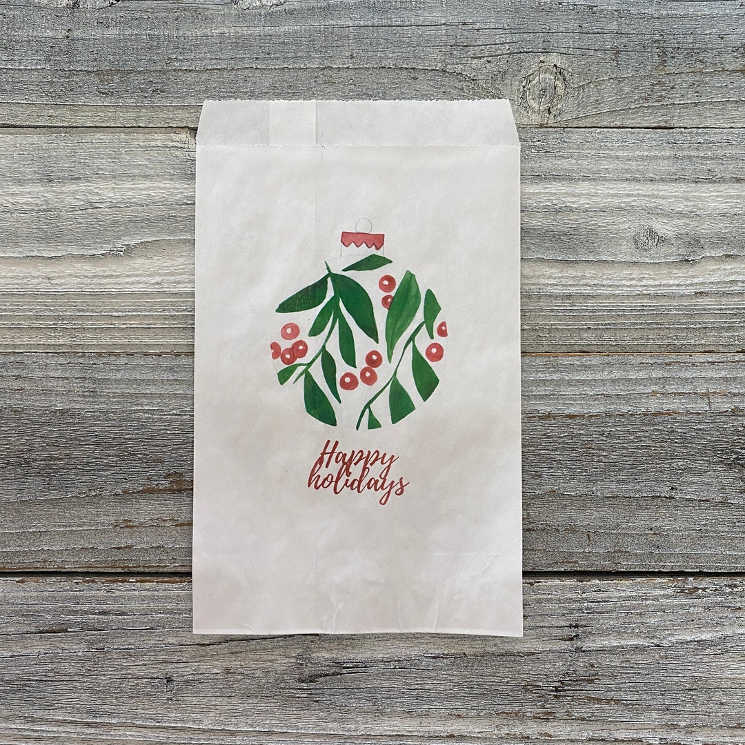 Happy Holidays Party Favor Treat Bags, Christmas Bags, Xmas Favor Bags ...