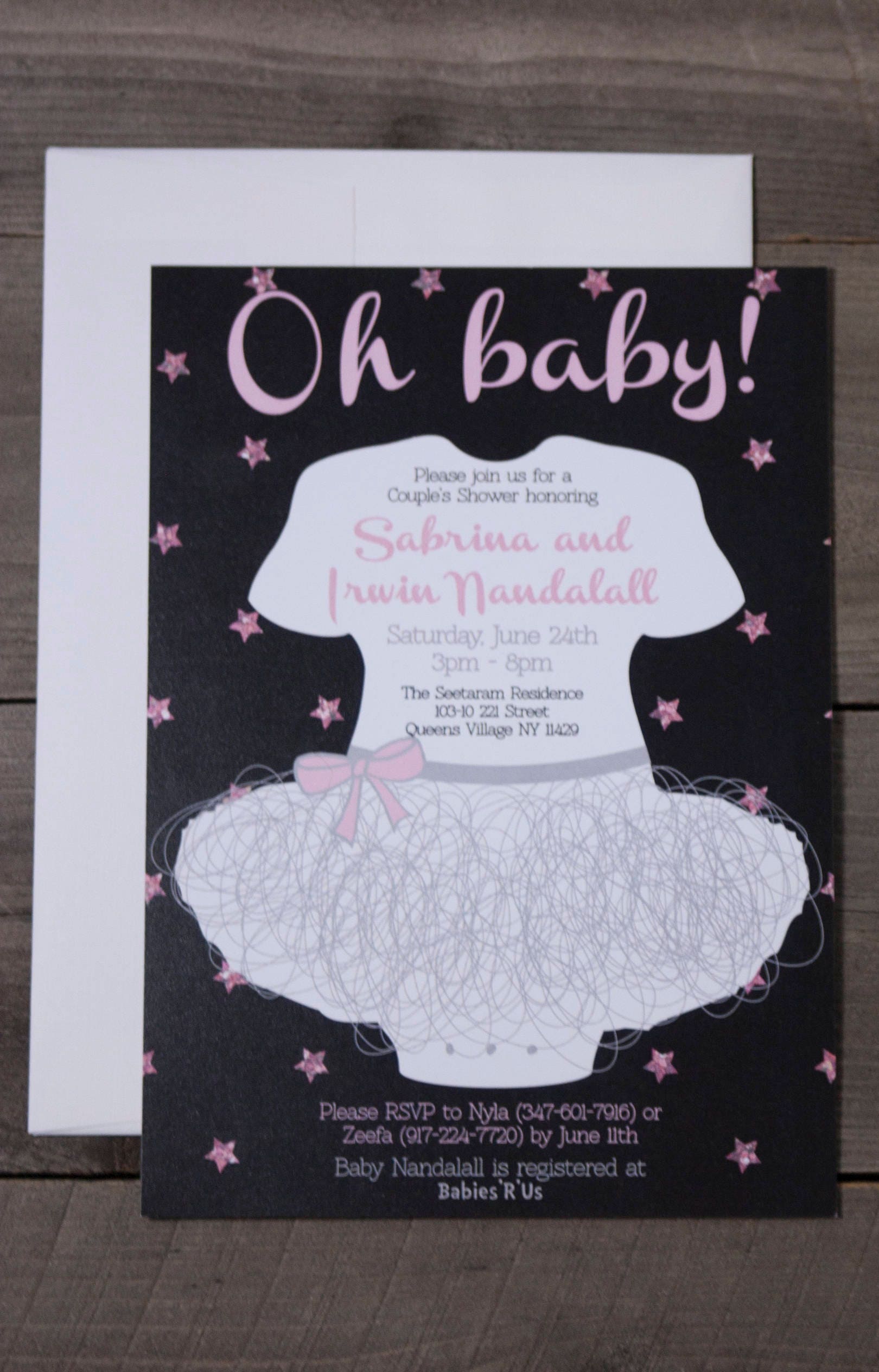 PRINTED Cute Baby Shower Invitation & RSVP Envelope Baby Girl - Etsy