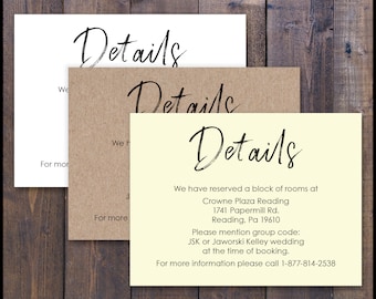 PRINTED Accommodation Card Information Additional Country | Etsy