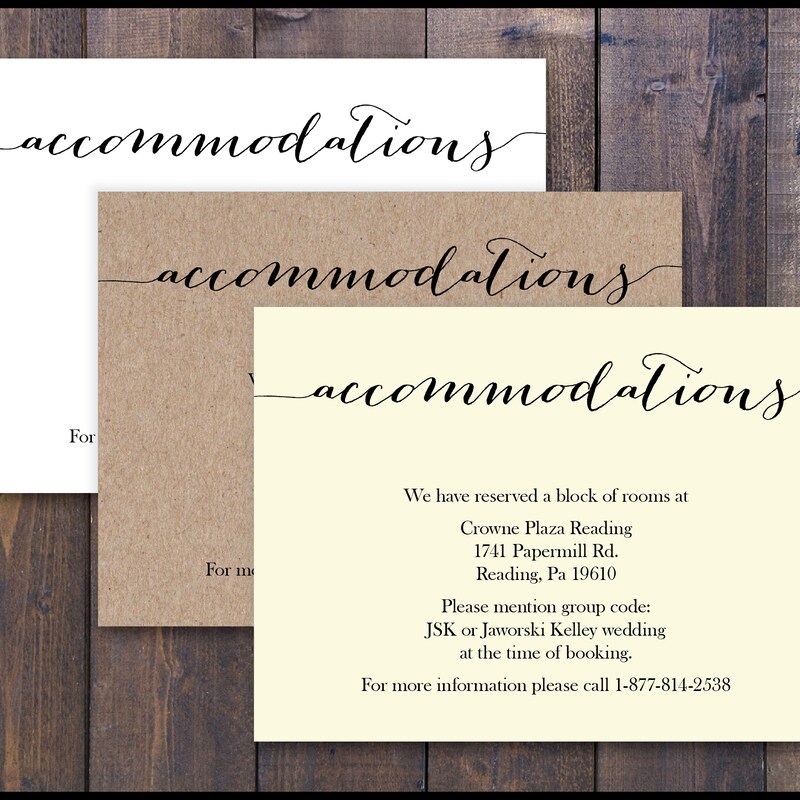 Accommodation Cards - Etsy