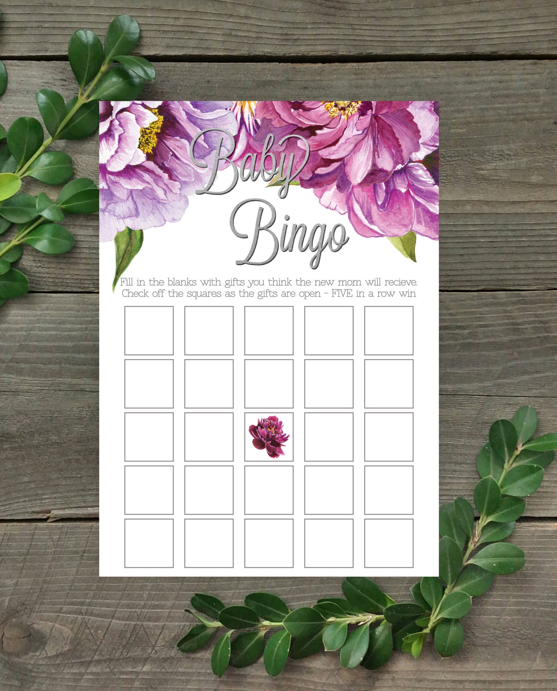 PRINTED Baby Shower Game, Baby Bingo, Baby Shower Game, Printable ...