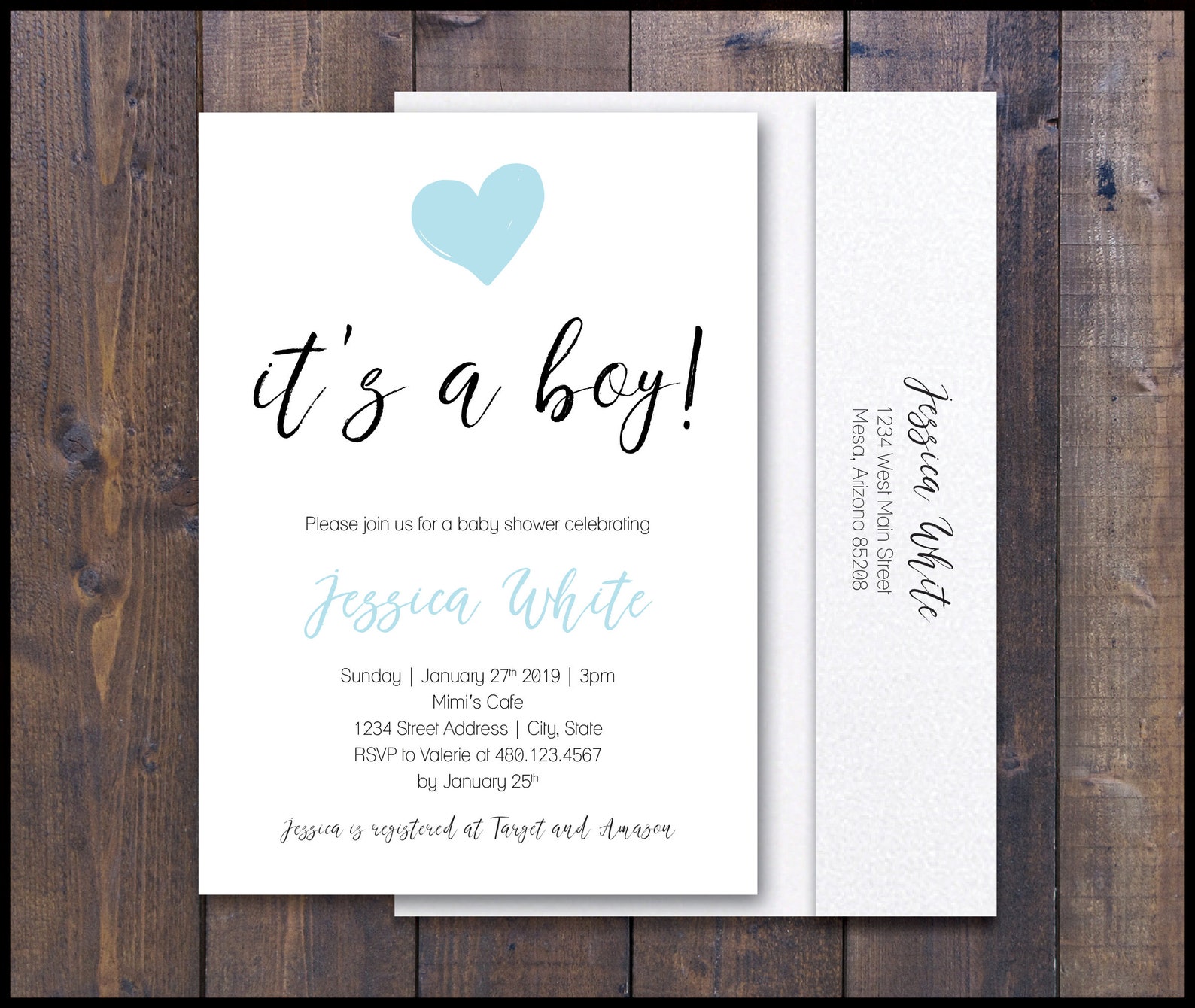 Printed Chic Baby Shower Invitation & Envelope Baby Boy | Etsy