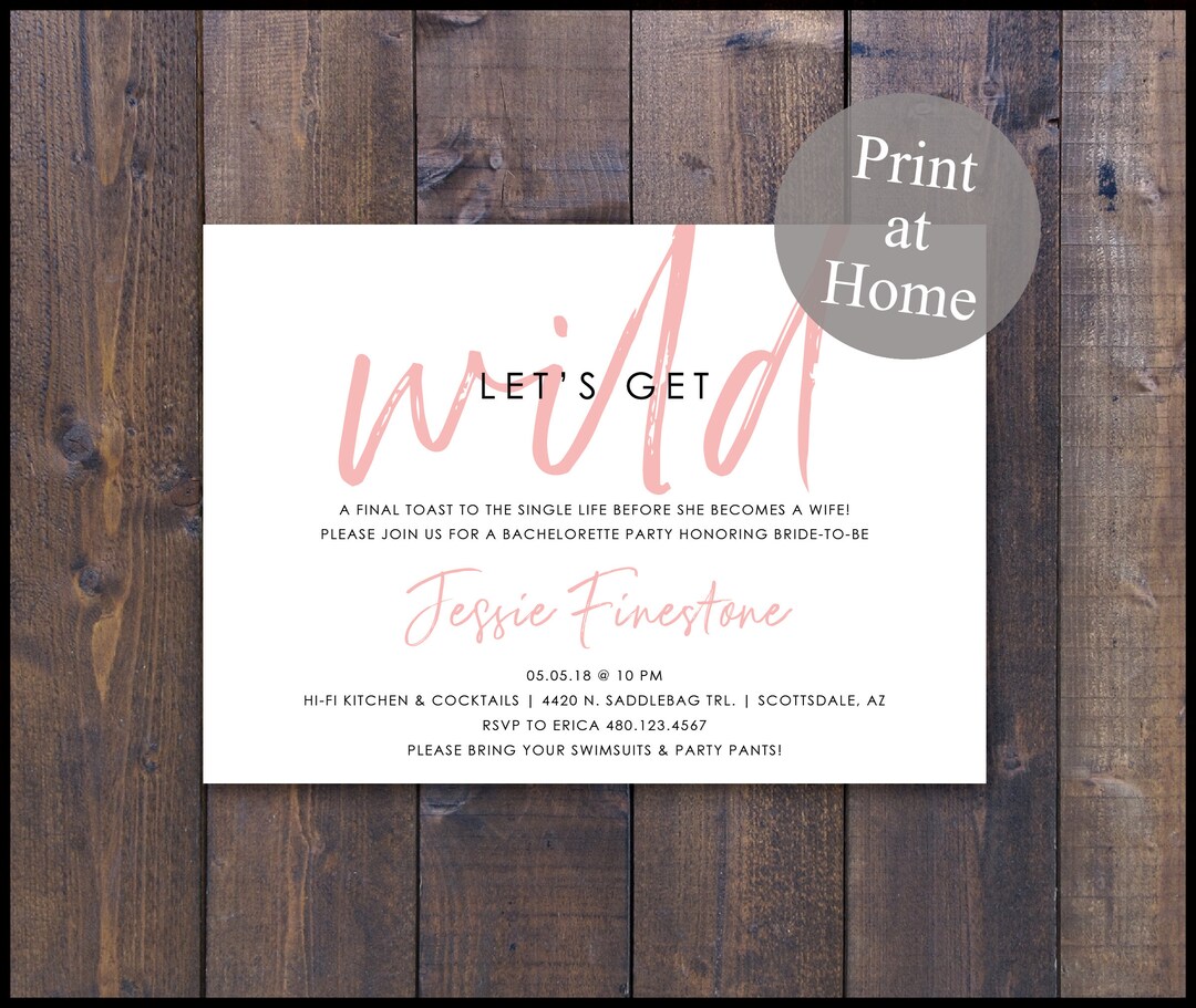 DIGITAL Wild Bachelorette Party Invitation Summer Bach Party Stripes ...