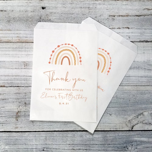 Boho Baby Birthday Treat Bags Rainbow Pastel Beige Goodie - Etsy