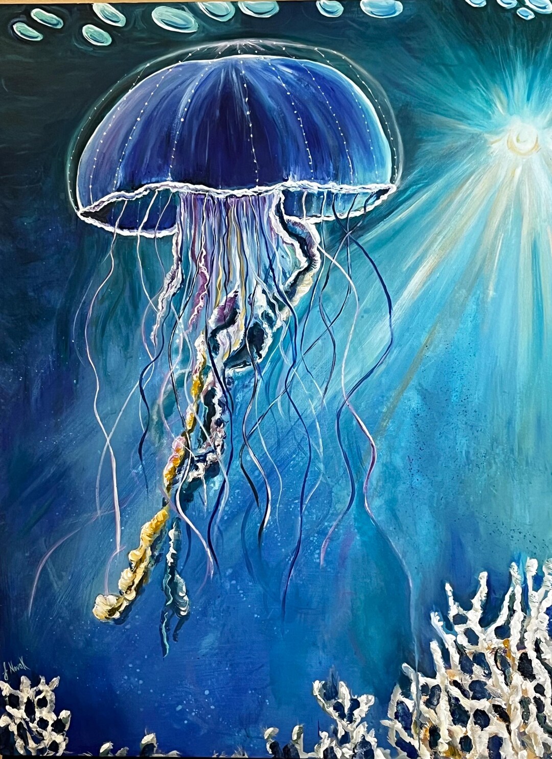Jellyfish Painting Original Artwork ! “immersed” ~janel Novak - Etsy