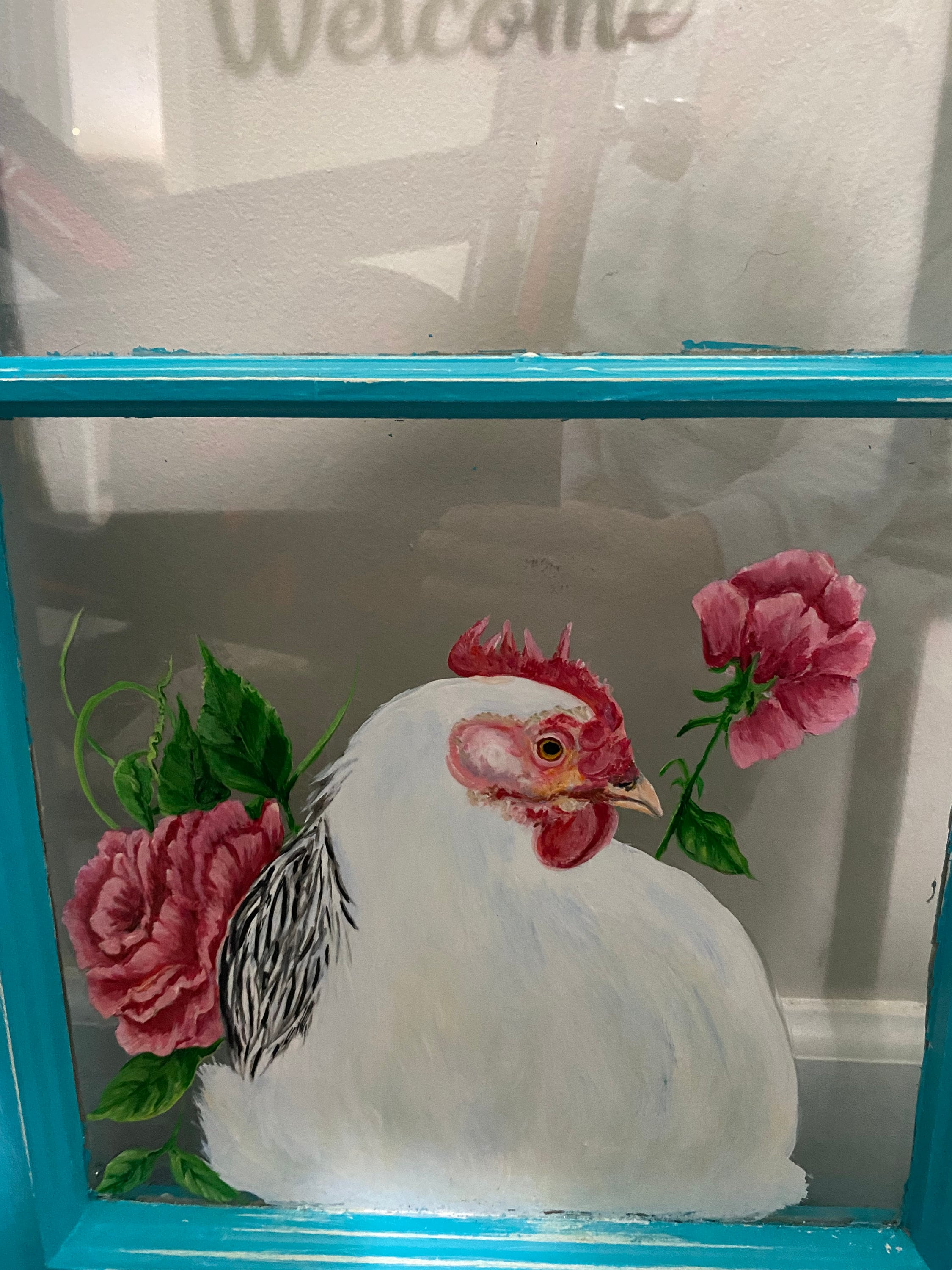 Hand Painted Reclaimed Window- Chickens - Etsy