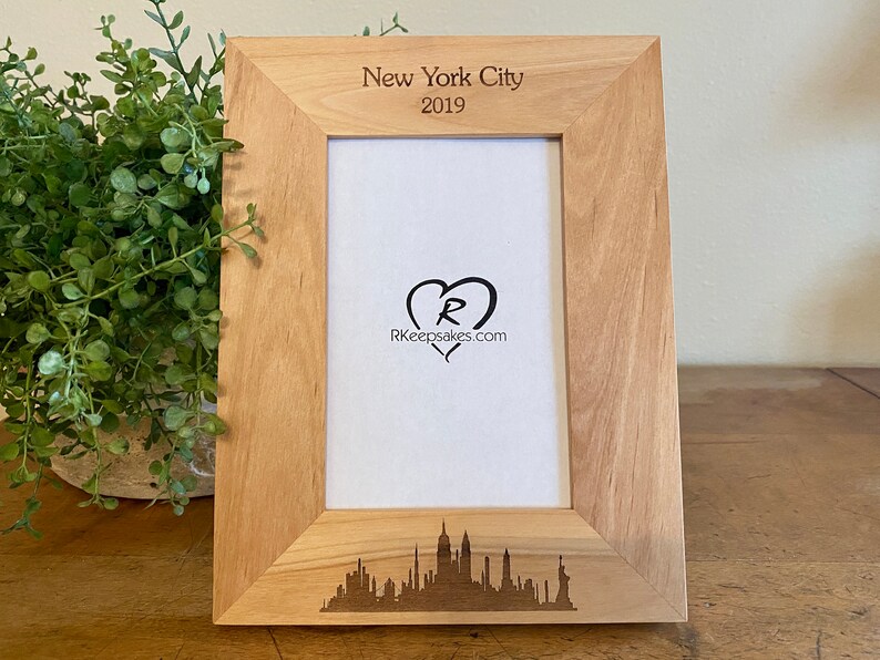 New York City Skyline Picture Frame With Any Text 2 | Etsy