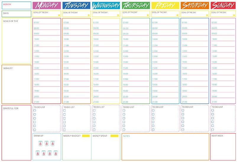 Weekly Planner Rainbow Printable - Etsy
