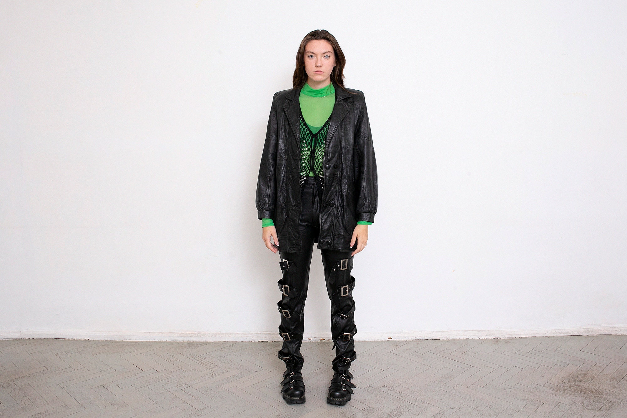 Vintage Leather Jacket Black Retro Unisex 90s - Etsy