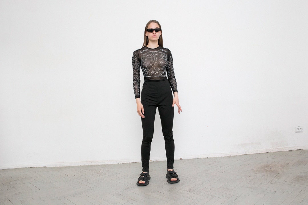 Vintage One Piece Track Suit Black Gemstone Detailing Sports Uniform ...