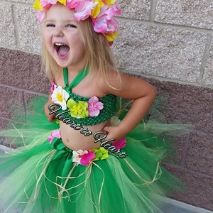 Hula Girl Luau Tutu Outfit Set, Birthday Hula Girl, Hawaiian Tutu ...