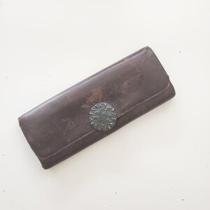 Antique Victorian 1890s 1900s Brown Leather Wallet / Billfold Sterling ...