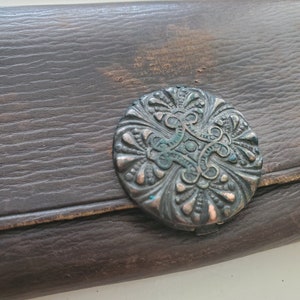 Antique Victorian 1890s 1900s Brown Leather Wallet / Billfold Sterling ...