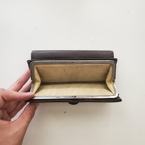 Antique Victorian 1890s 1900s Brown Leather Wallet / Billfold Sterling ...