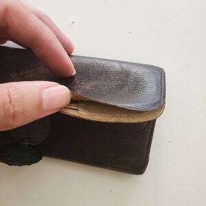 Antique Victorian 1890s 1900s Brown Leather Wallet / Billfold Sterling ...