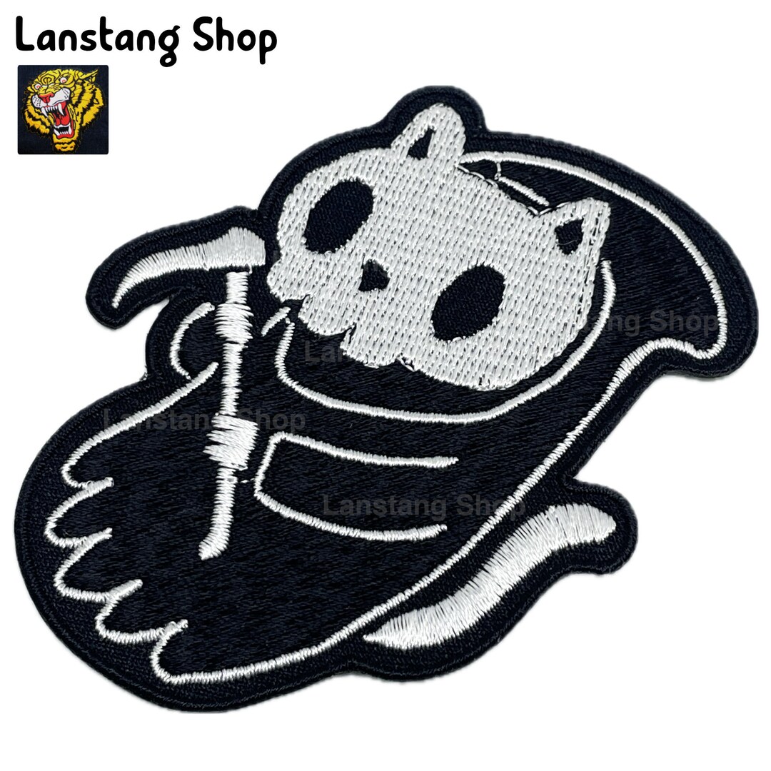 Cute Cat Grim Reaper Iron on Patch - Embroidered Reaper Cat Applique ...