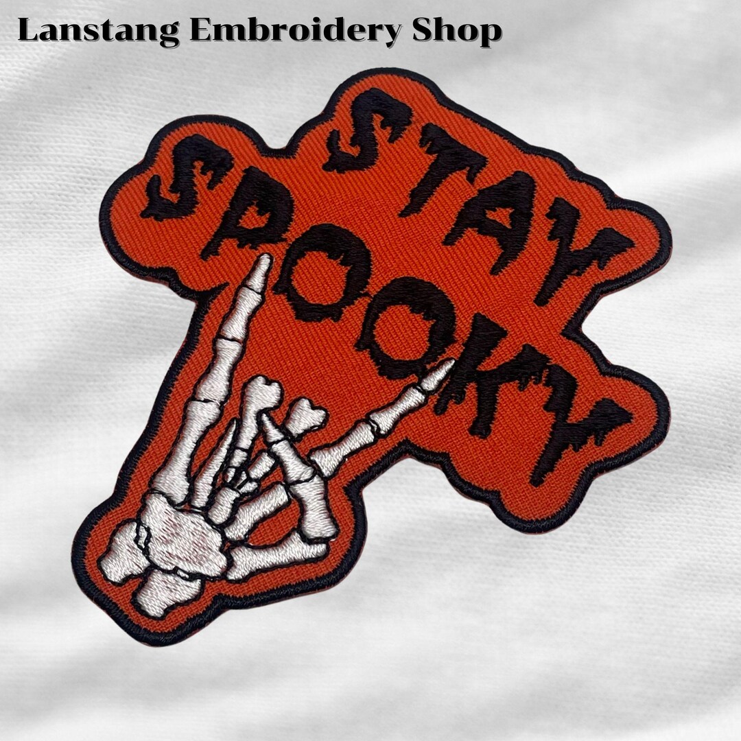 Stay Spooky Patch | Embroidered Skeleton Hand Iron on | Goth Punk ...