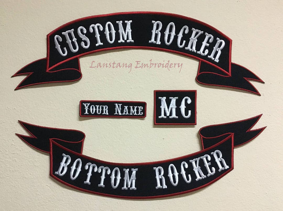 Set of 4 Piece Custom Embroidered Rocker Patch/ Biker Patch/ Back Patch ...