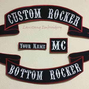 Set of 4 Piece Custom Embroidered Rocker Patch/ Biker Patch/ Back Patch ...